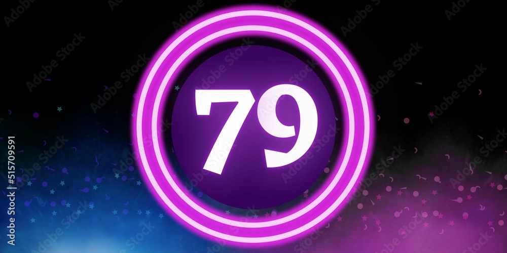 Number 79. Banner with the number seventy nine on a black background ...