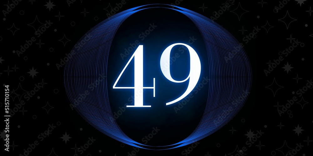 Number 49. Banner with the number forty nine on a black background and ...