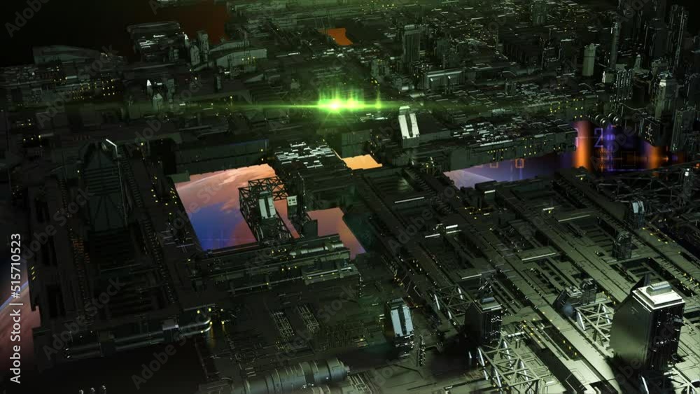 4k 3d animation - Model of alien Sci-fi city. Stock Video | Adobe Stock