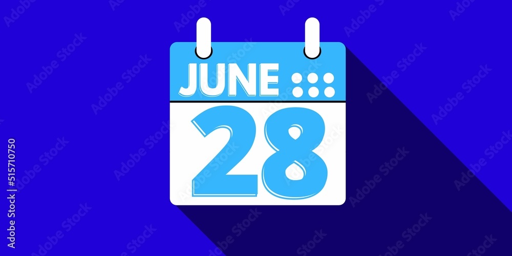 28 june. calendar with the day twenty eight of the month of june in ...