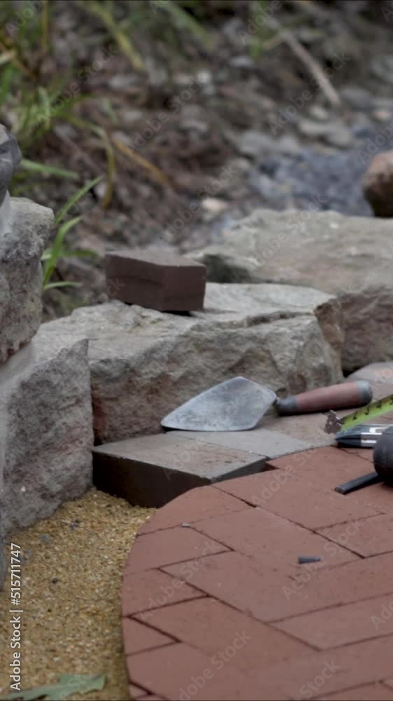 Construction zone detail showing the soldier course under construction ...