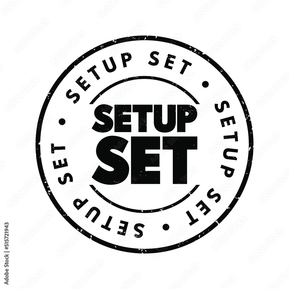 Setup Set text stamp, concept background Stock Vector | Adobe Stock