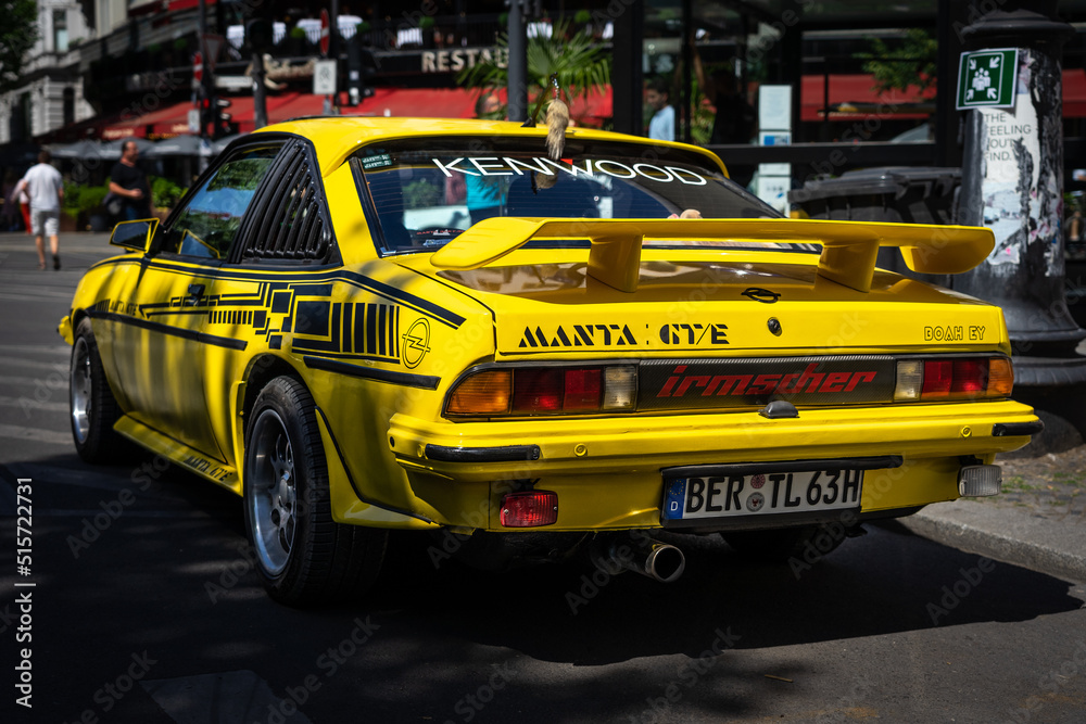 BERLIN - JUNE 18, 2022: Sports car Opel Manta GT/E, 1974. Rear view ...