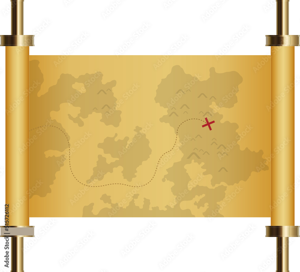Sea treasure map vector illustration isolated on white background Stock ...