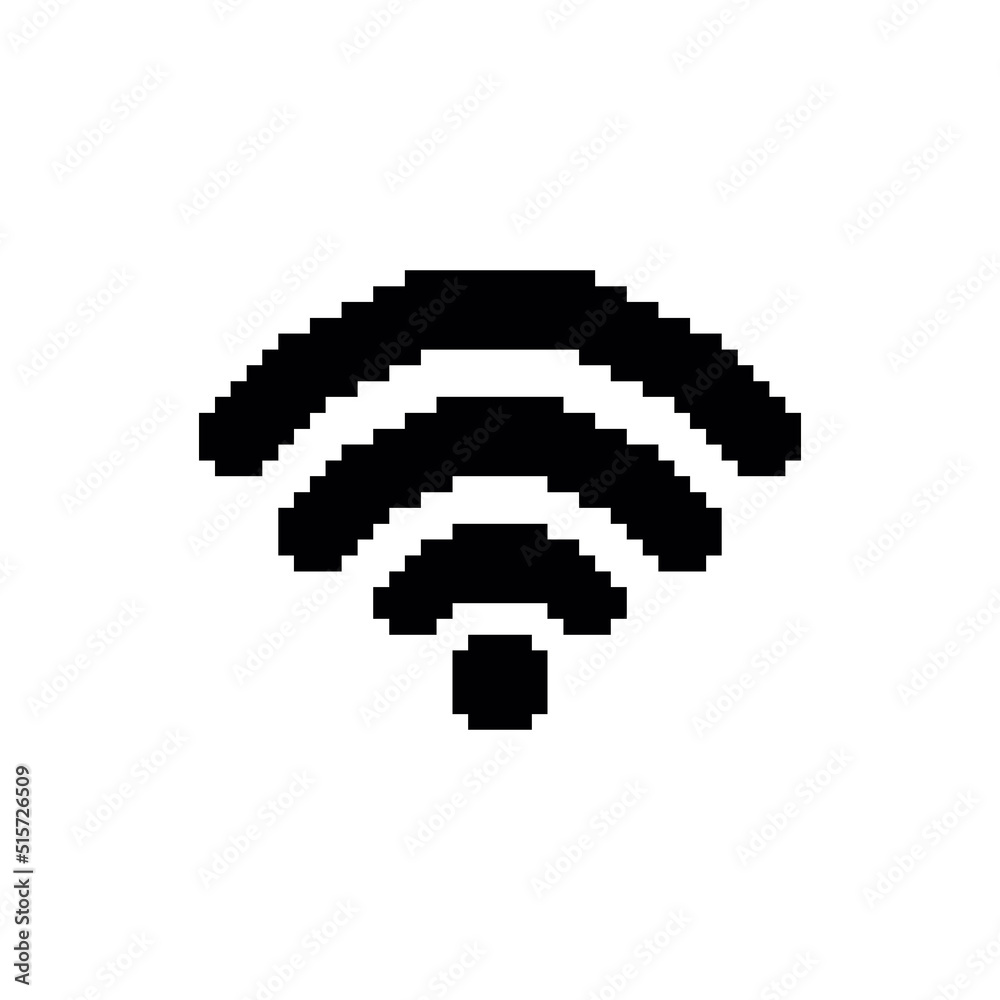 Wi-Fi - black vector icon. Pixel art. 8 bit logo. eps10 Stock Vector ...