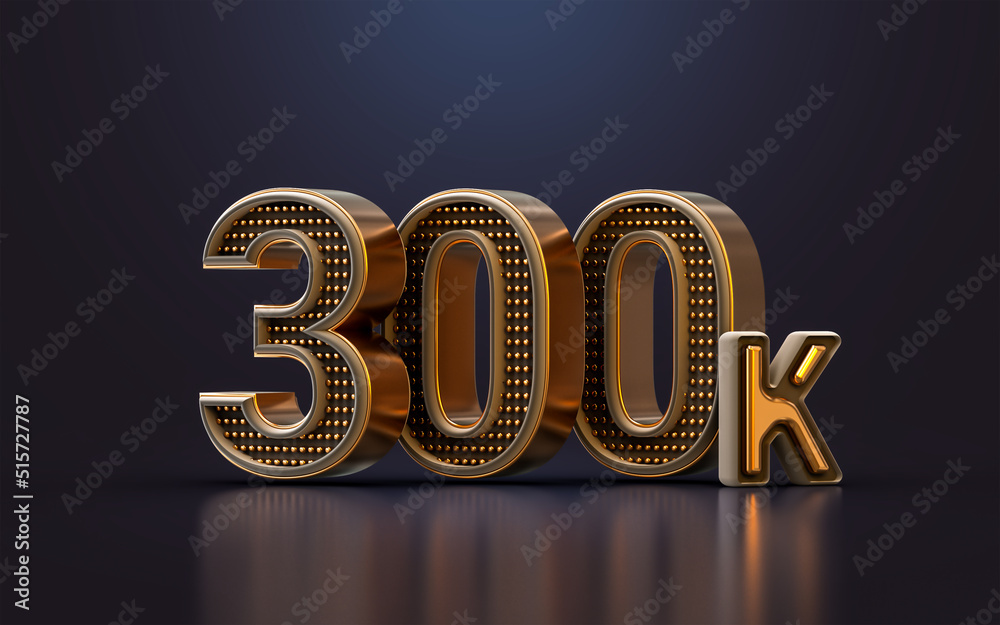 gold luxury Thank you for 300k followers online social banner happy ...