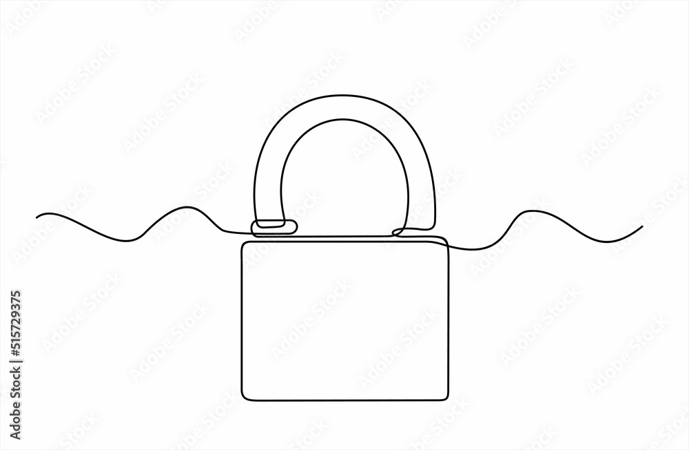 Continuous one line drawing of padlock Stock Vector | Adobe Stock