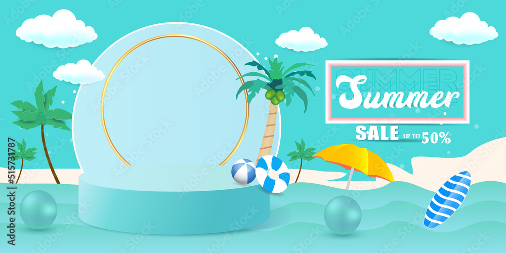 Summer sale template Business promotion product 3d Product display ...