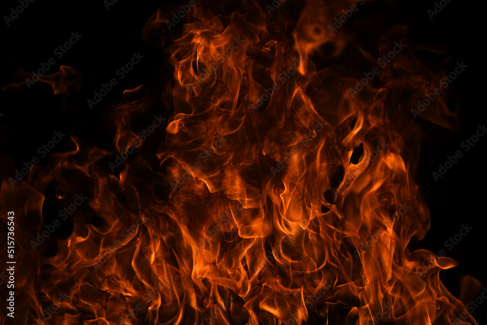 Texture of fire on a black background. Abstract fire flame background ...