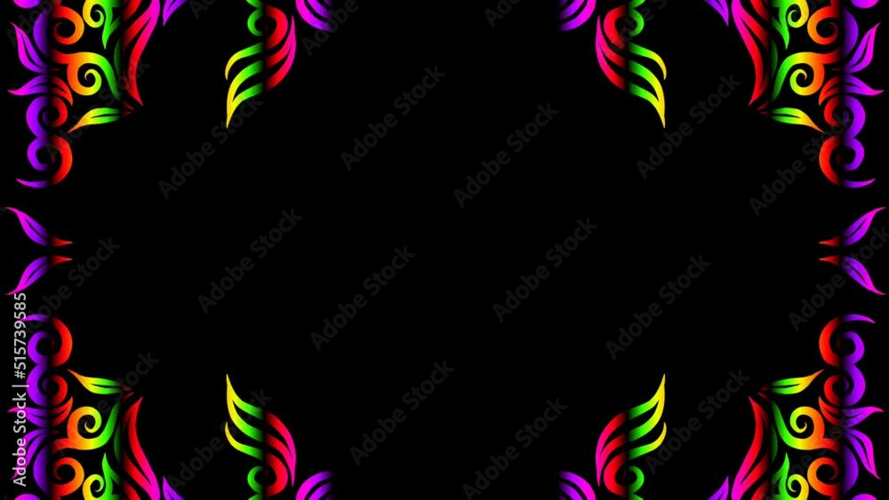 luxurious caleidoscope colourful flowers line art pattern of indonesian ...