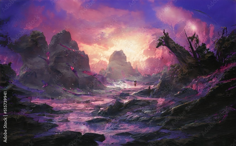fantasy background, beautiful acrylic painting, stylized painting ...