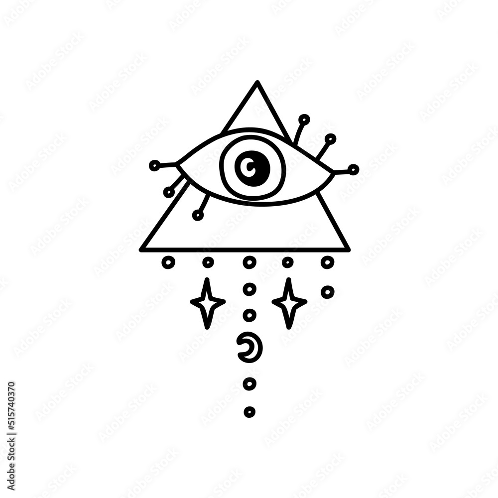 Beauty occult logo with eye, star, moon. Vector illustration for icon ...