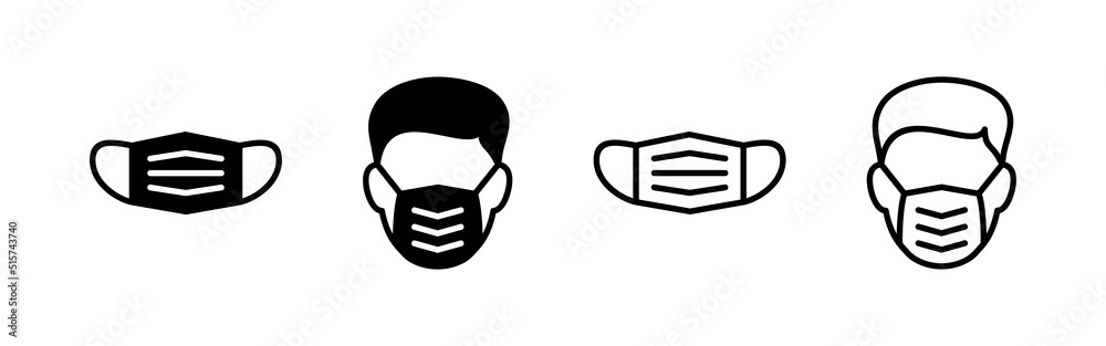Mask icon vector. Medical mask sign and symbol. Man face with mask icon ...