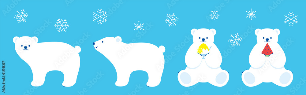 vector background with a set of polar bears for banners, cards, flyers ...