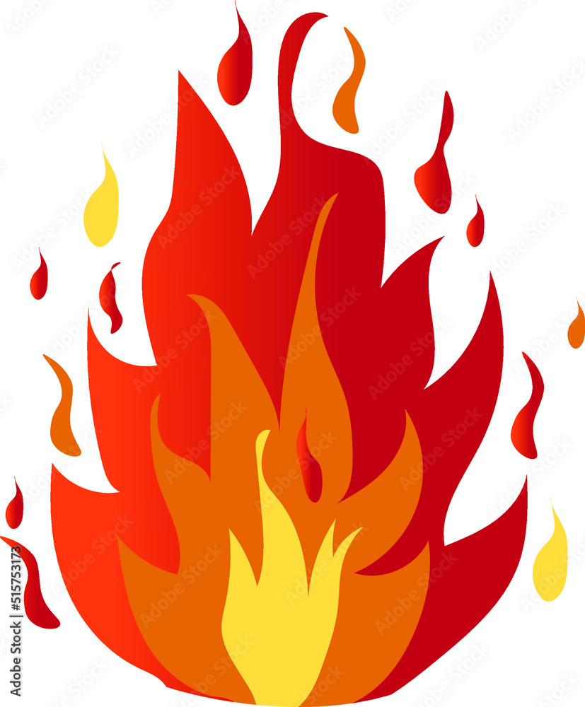 Fire flame icon. Isolated bonfire sign, emoticon flame symbol isolated ...
