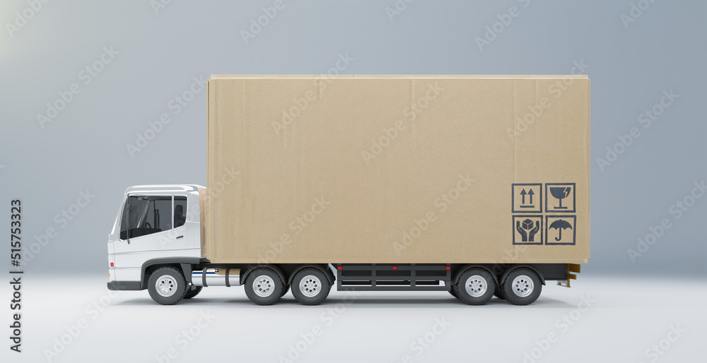 My own design Cargo Truck with big cardboard box package ready to be ...