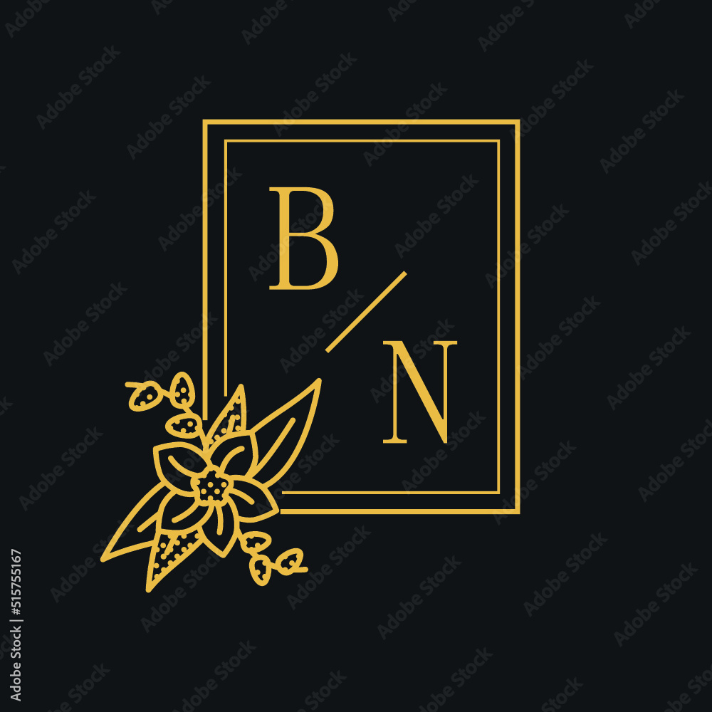 BN initials of the wedding monogram logo, minimalist and modern Stock ...