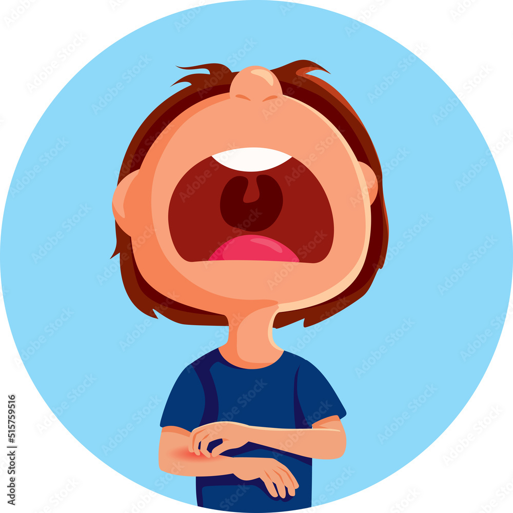 Boy Screaming with Pain Having an Itchy Rash Vector Cartoon ...