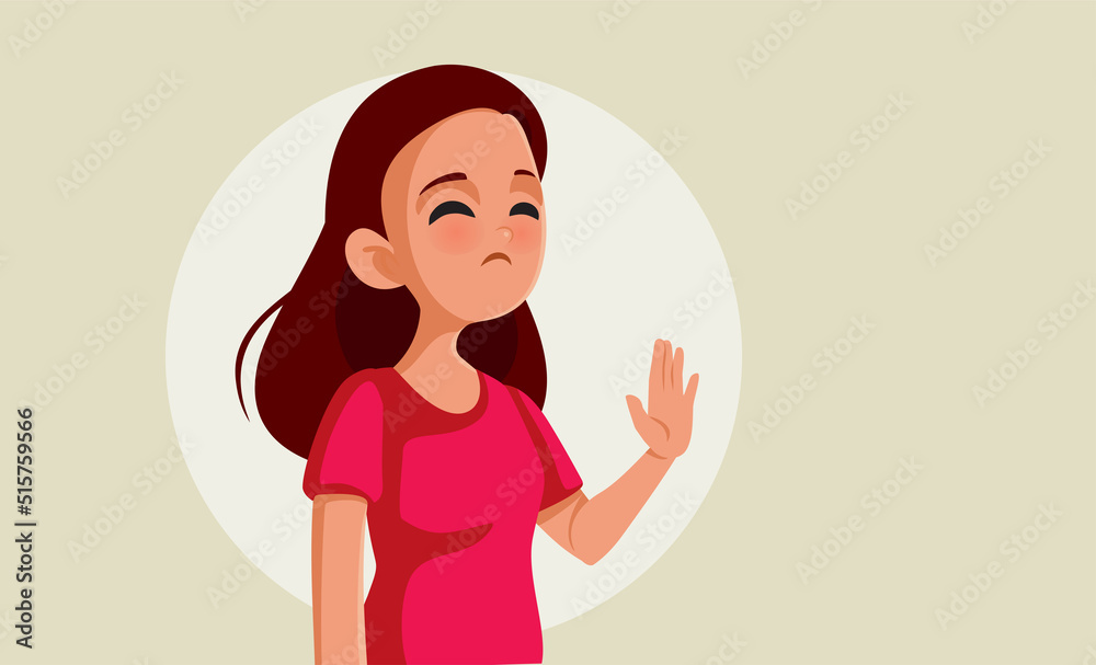 Teen Girl Saying No Vector Cartoon Illustration - Unhappy teenager ...