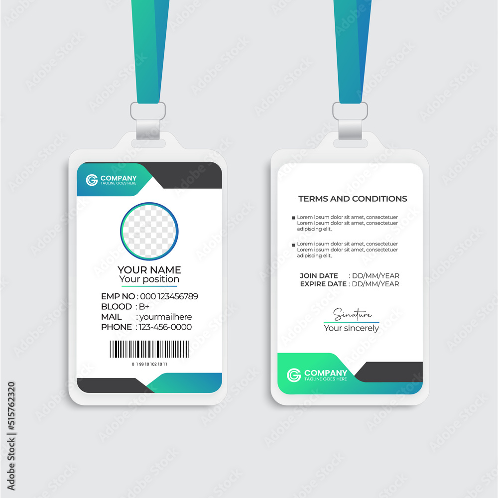 Modern and creative corporate company employee id card template Stock ...