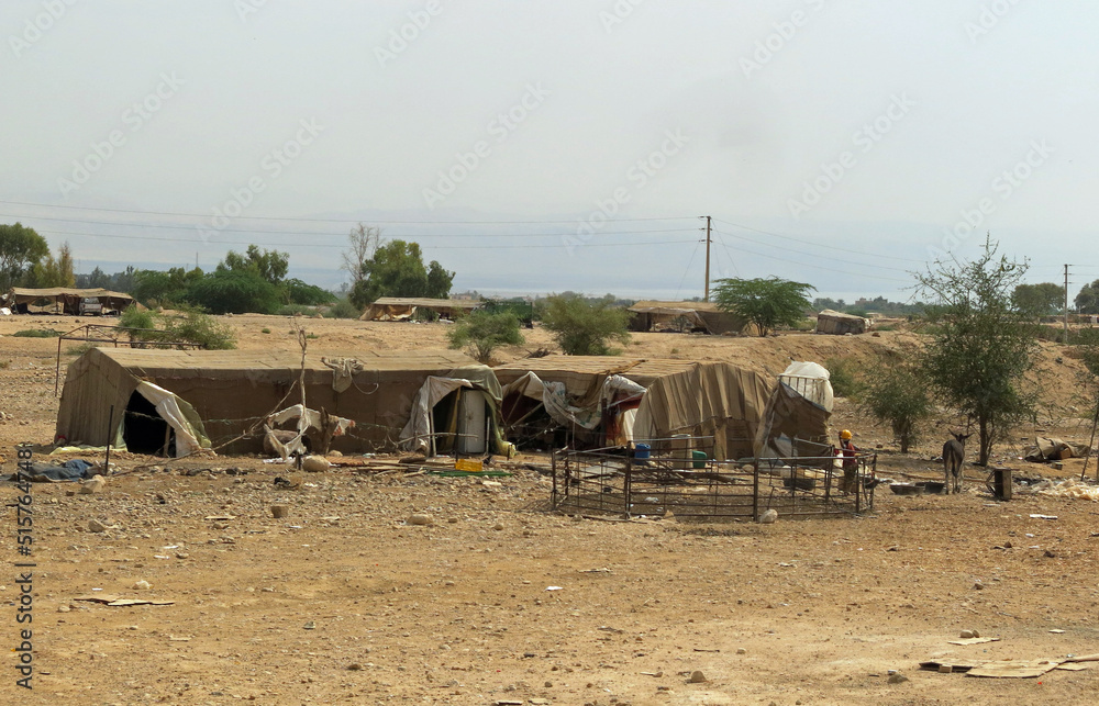 nomadic camp made with the tents of a tribe that lives in the Middle ...