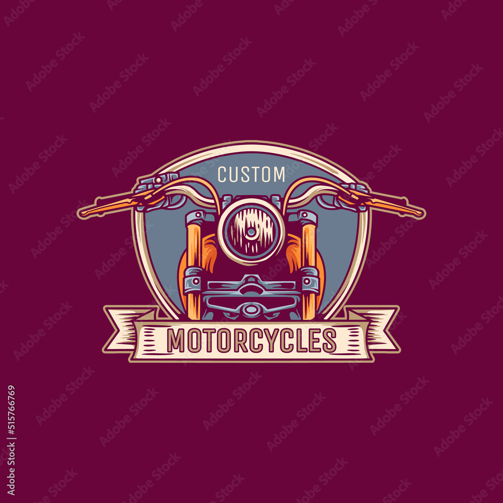 Custom Motorcycles Club Logo Illustration Stock Vector | Adobe Stock