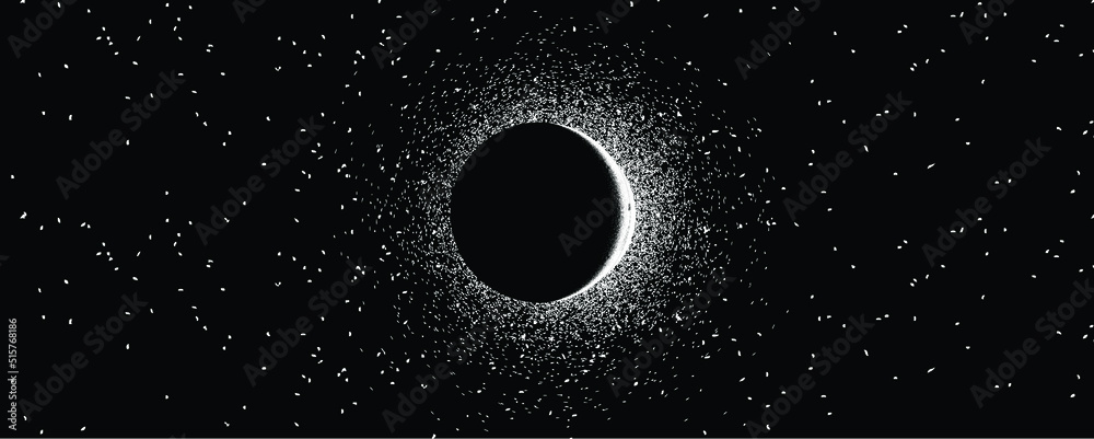 Solar eclipse .Star and planet in space. Futuristic landscape, with ...