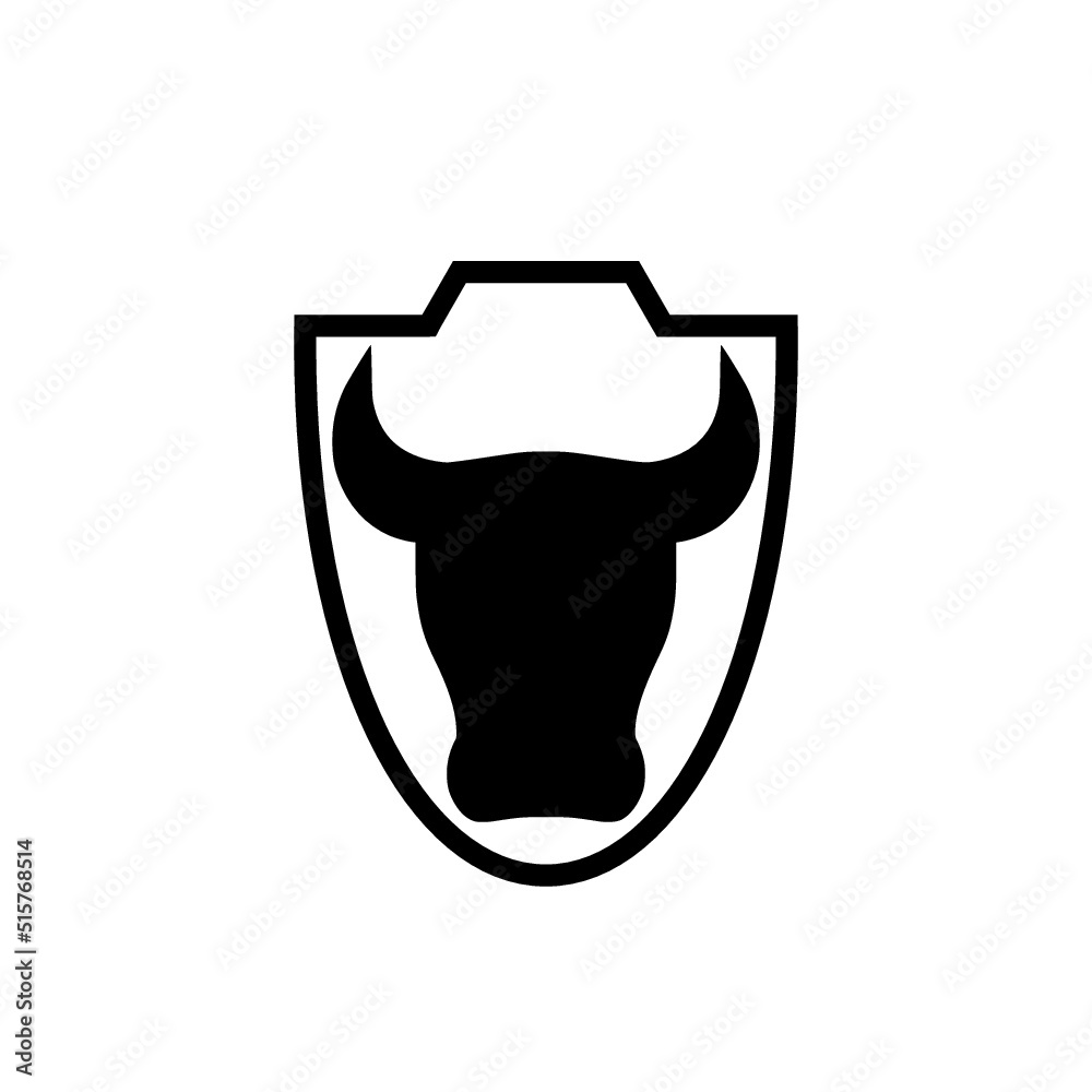 Shield Bull Logo Design Template isolated on white background Stock ...