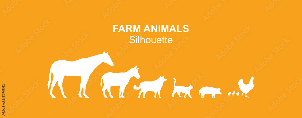 animals vector template, farm animals silhouette, animal set, farm ...