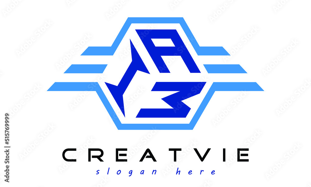 IAW three letter geometrical wings logo design vector template ...