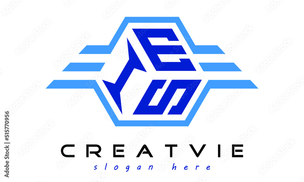 IES three letter geometrical wings logo design vector template ...