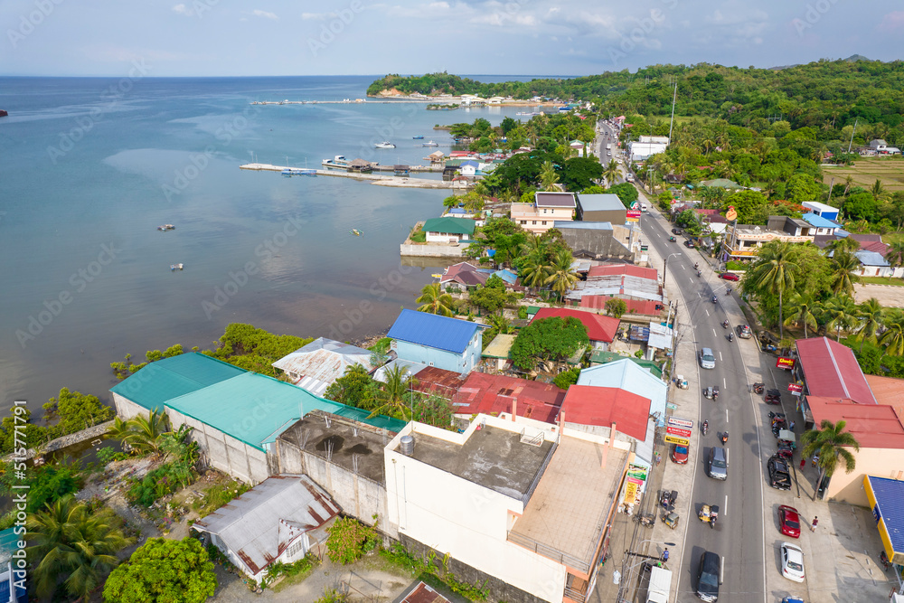 Pangasinan, Philippines - View of the coastal town of Sual. Stock Photo ...