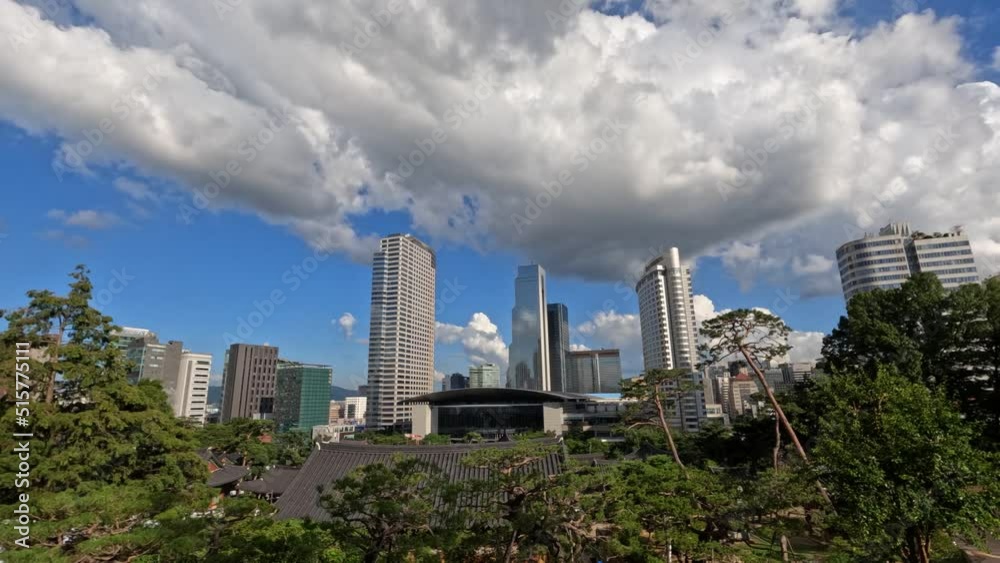 Clouds formation timelapse over WTC Seoul Trade Tower and Coex ...