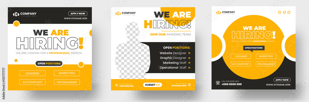 We are hiring job vacancy social media post banner design template with ...