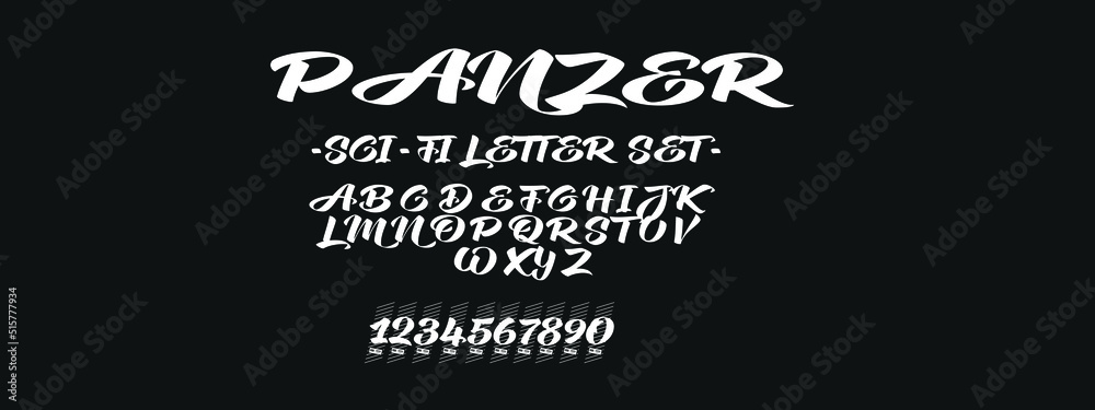 PANZER, Sports minimal tech font letter set. Luxury vector typeface for ...