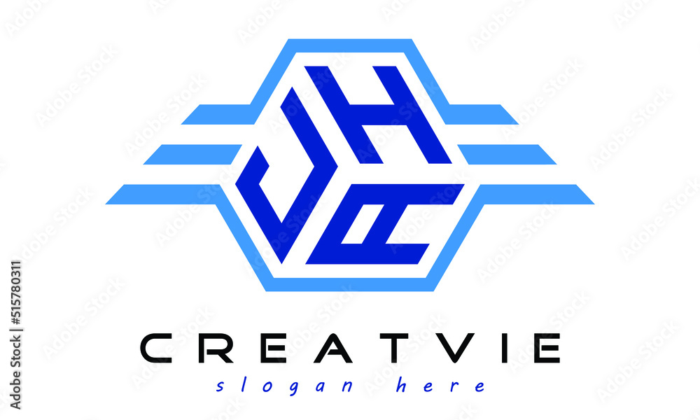 JHA three letter geometrical wings logo design vector template ...