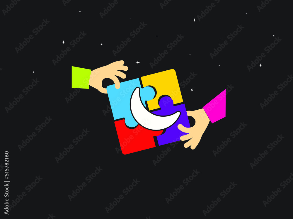 Autism child created a half moon in puzzle. world autism day and Eid ...