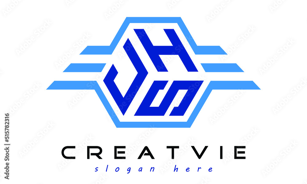 JHS three letter geometrical wings logo design vector template ...