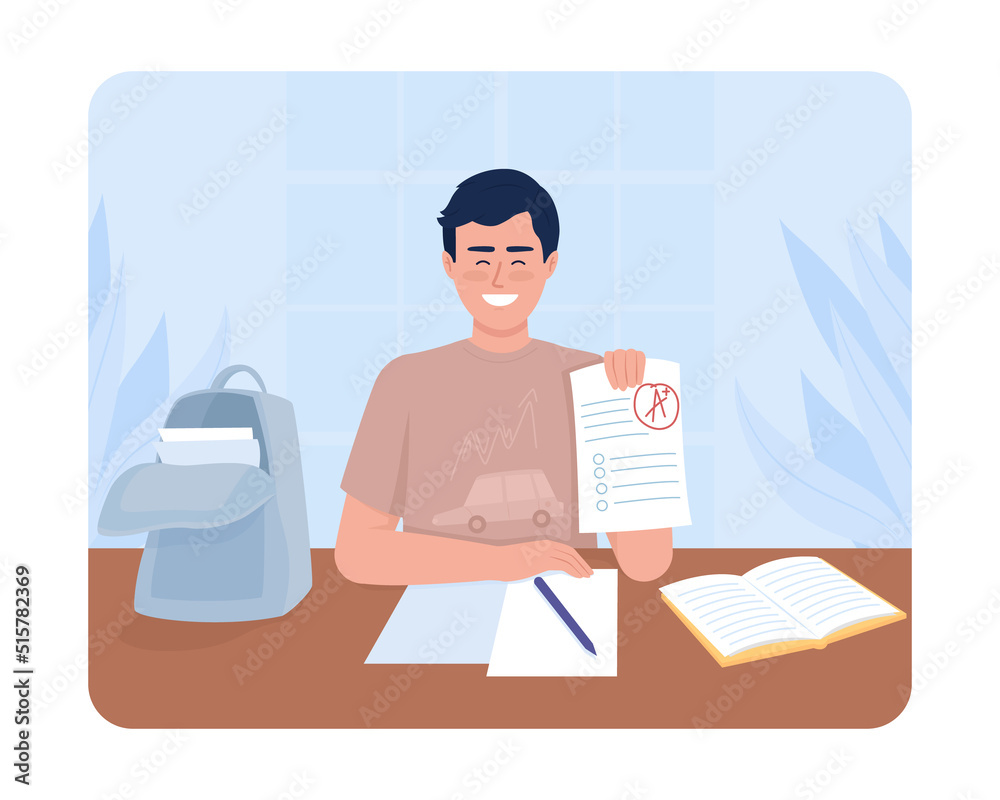 High level of academic achievement 2D vector isolated illustration ...