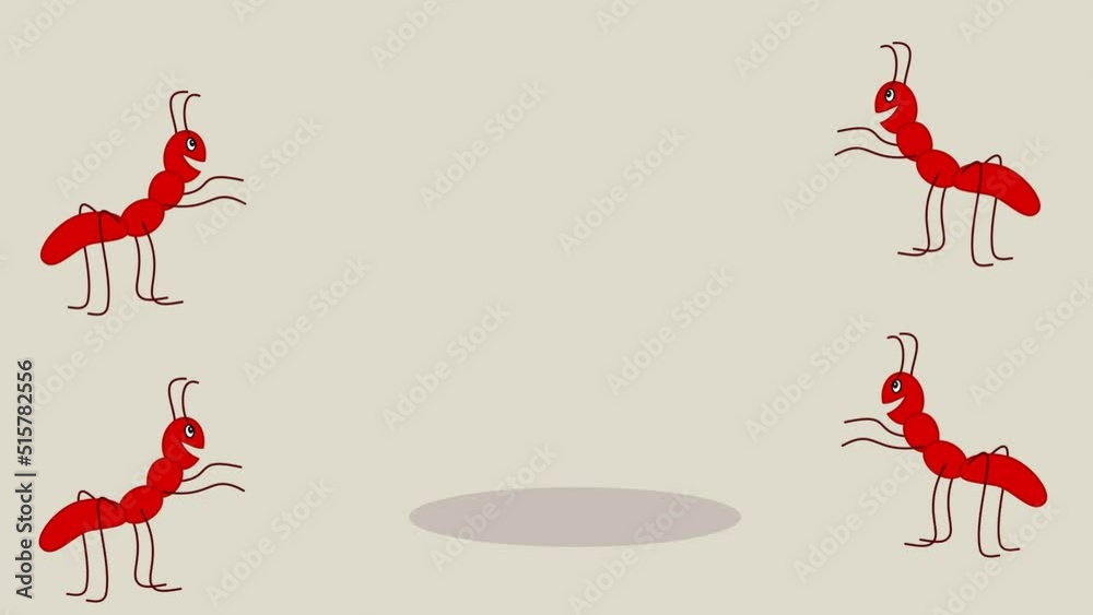 Vidéo Stock Red worker ant with appearing of ants with beige and green ...