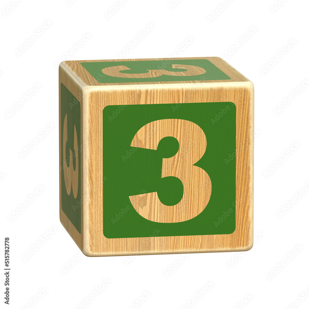 Number 3, Wooden Blocks font for Toddlers, Wood Alphabet Blocks, ABC ...