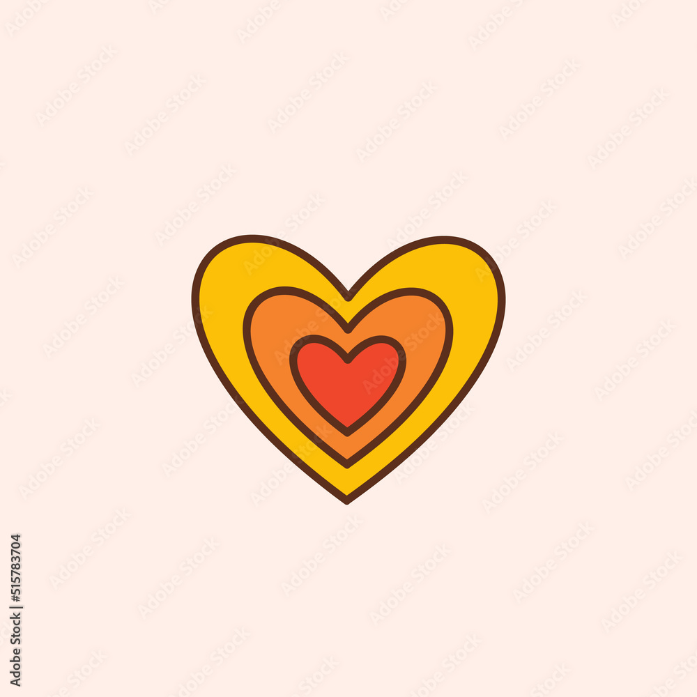 Retro groovy heart. Colorful vector illustration in vintage style ...