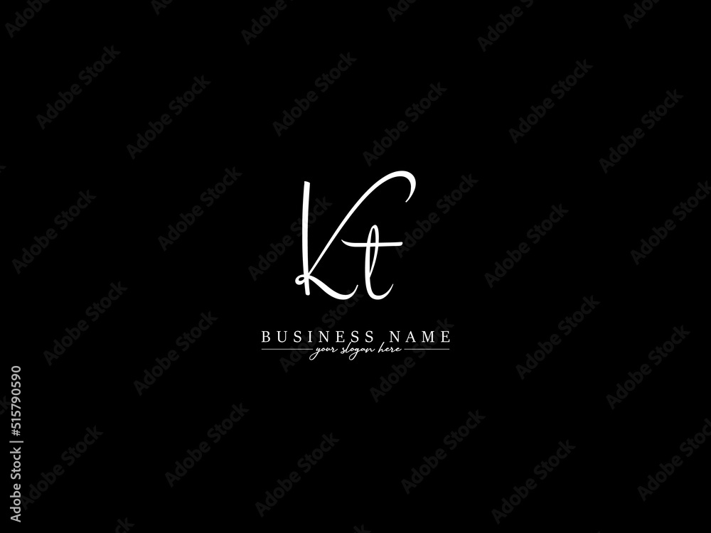 Signature KT Logo Icon Vector, Black Kt tk Signature Letter Logo Image ...