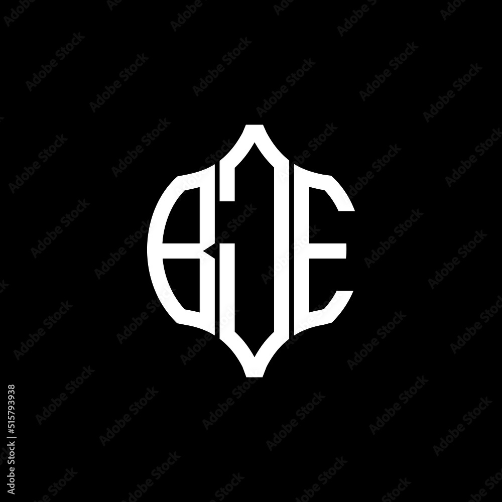 BJE letter logo. BJE best black background vector image. BJE Monogram ...