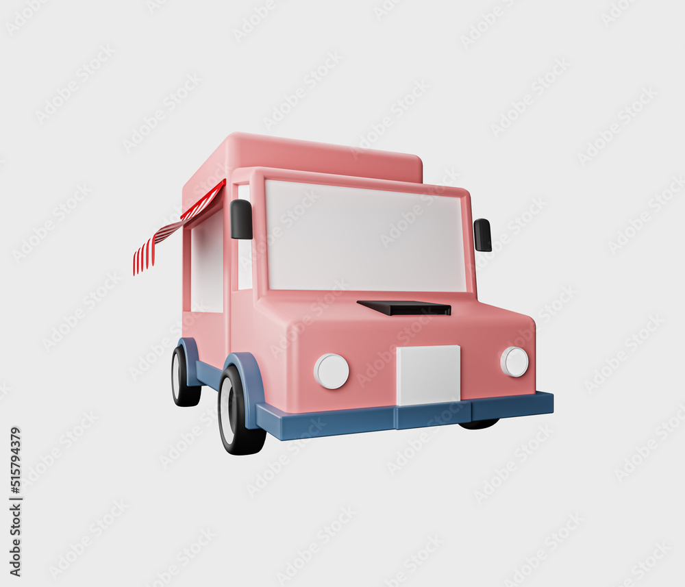 Retro Food delivery van icon. Food delivery truck. Street food van. 3d ...