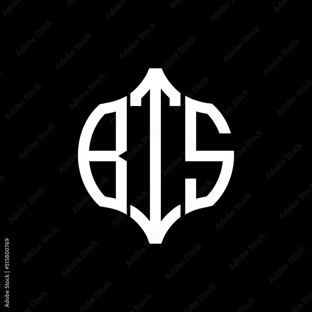 BTS letter logo. BTS best black background vector image. BTS Monogram ...