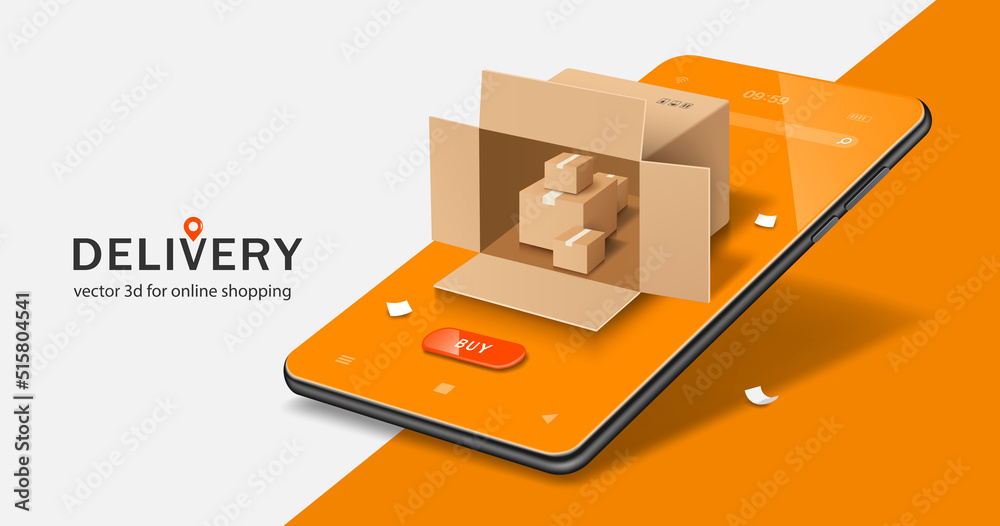 Several small brown parcel boxes were stacked on top of each other and ...