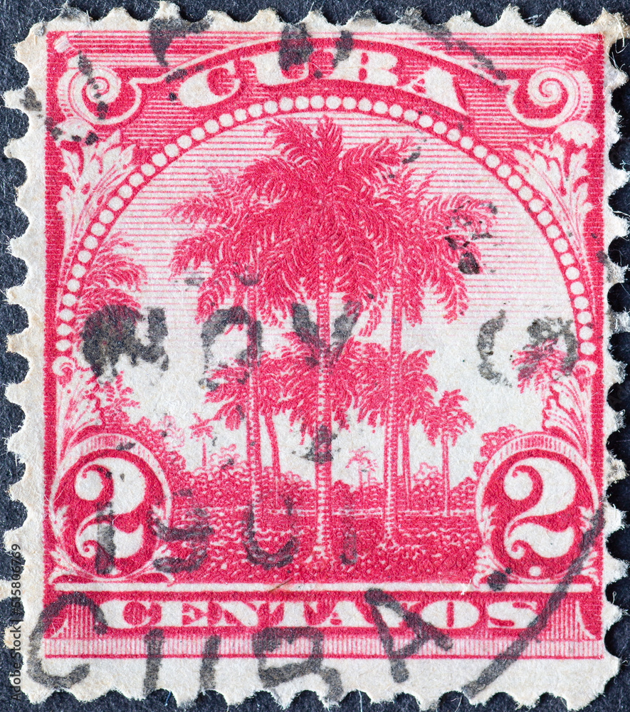 CUBA - CIRCA 1905: a postage stamp from CUBA , showing some Coconut ...