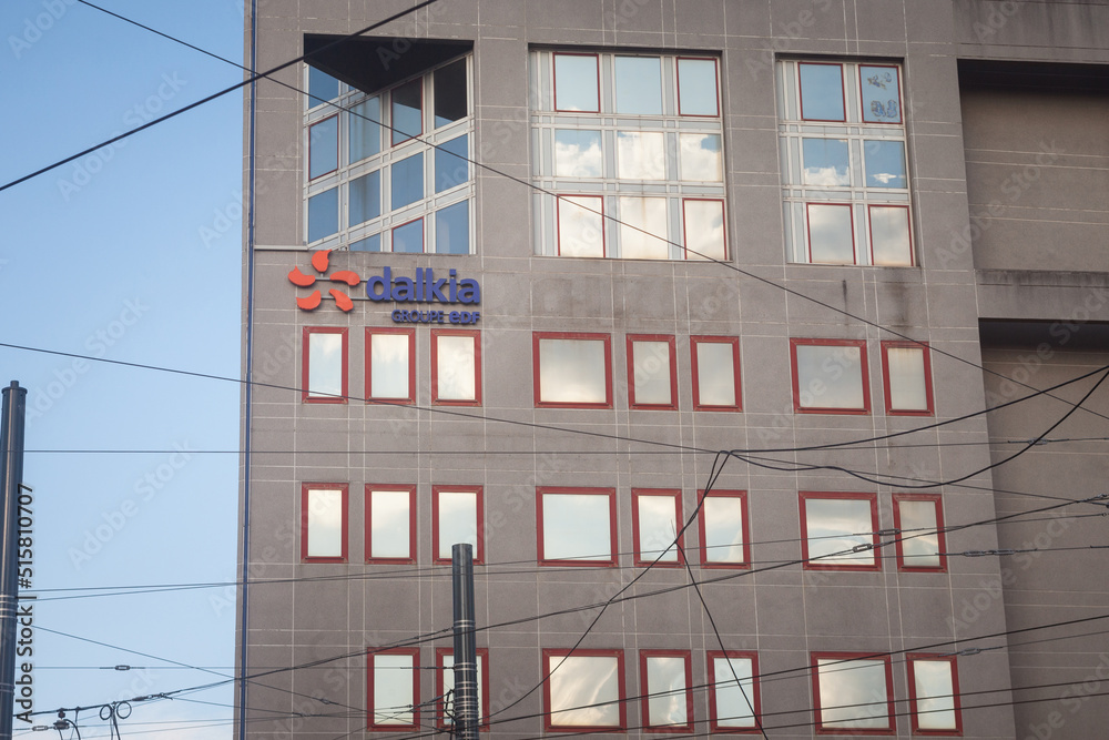 LYON, FRANCE - JULY 14, 2019: Dalkia logo in front of their main office ...