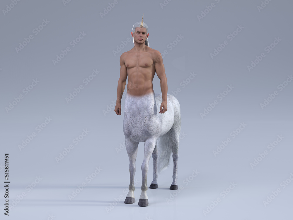 Ilustrace „3D Rendering : A portrait of the handsome male centaur ...